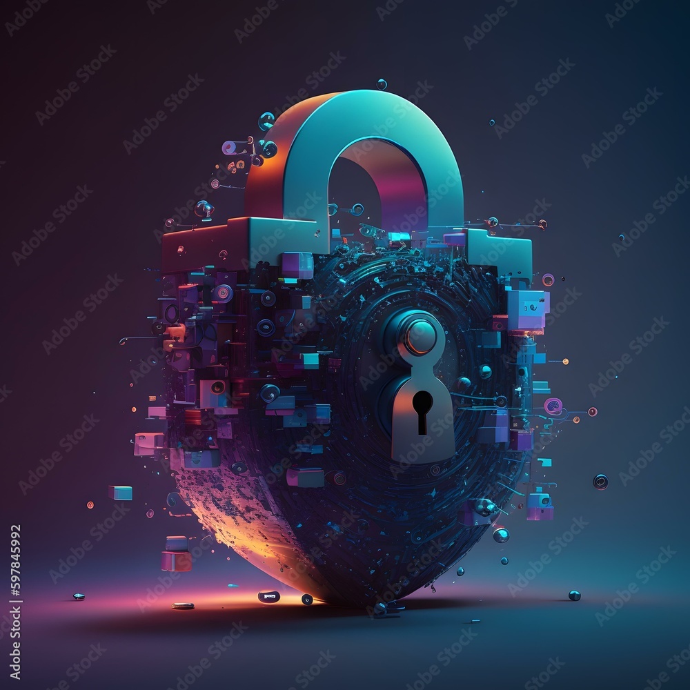 cybersecurity, digital lock Stock Illustration | Adobe Stock