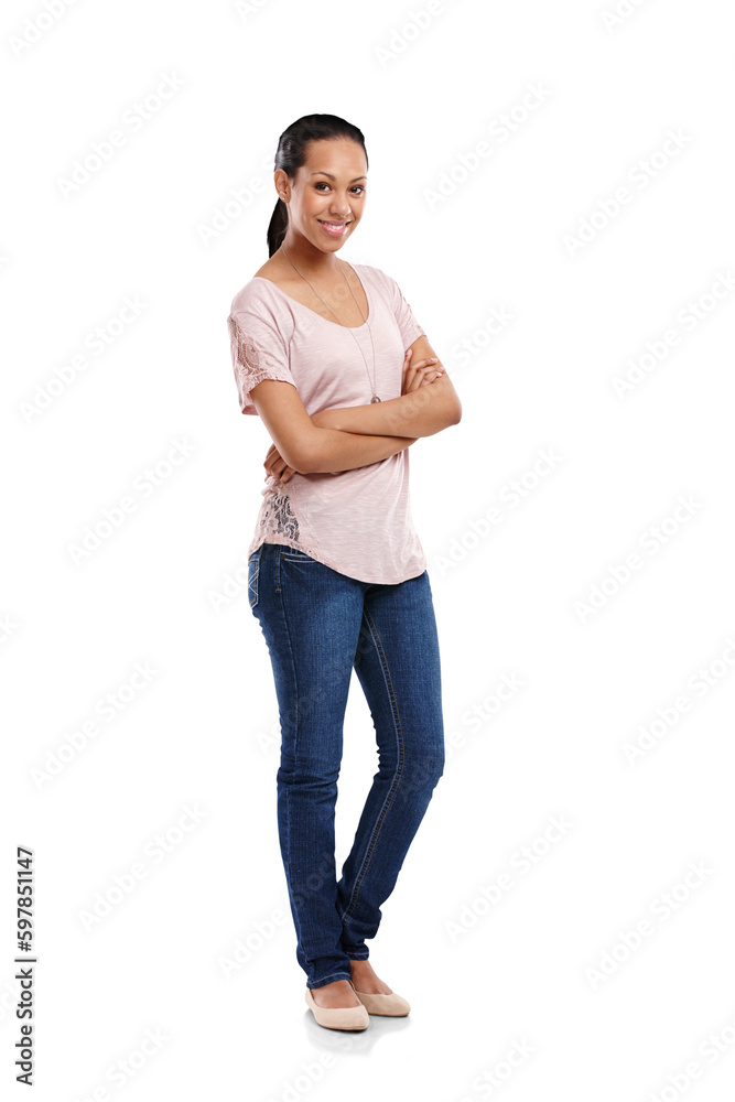 Fashion, beauty and woman with crossed arms for confidence with a ...