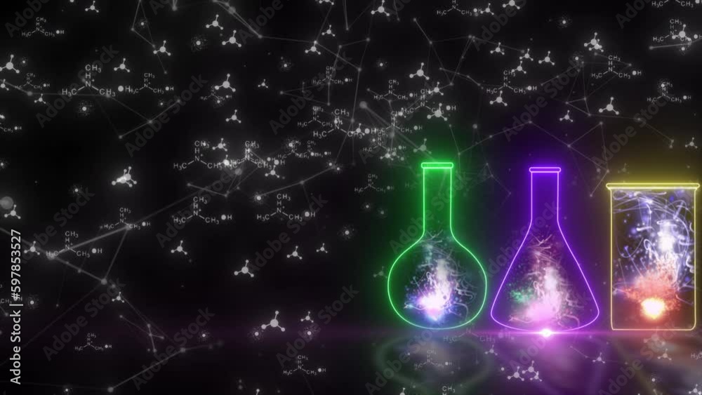 Chemistry Background With Liquid Bottle, Chemistry Formula Structure ...