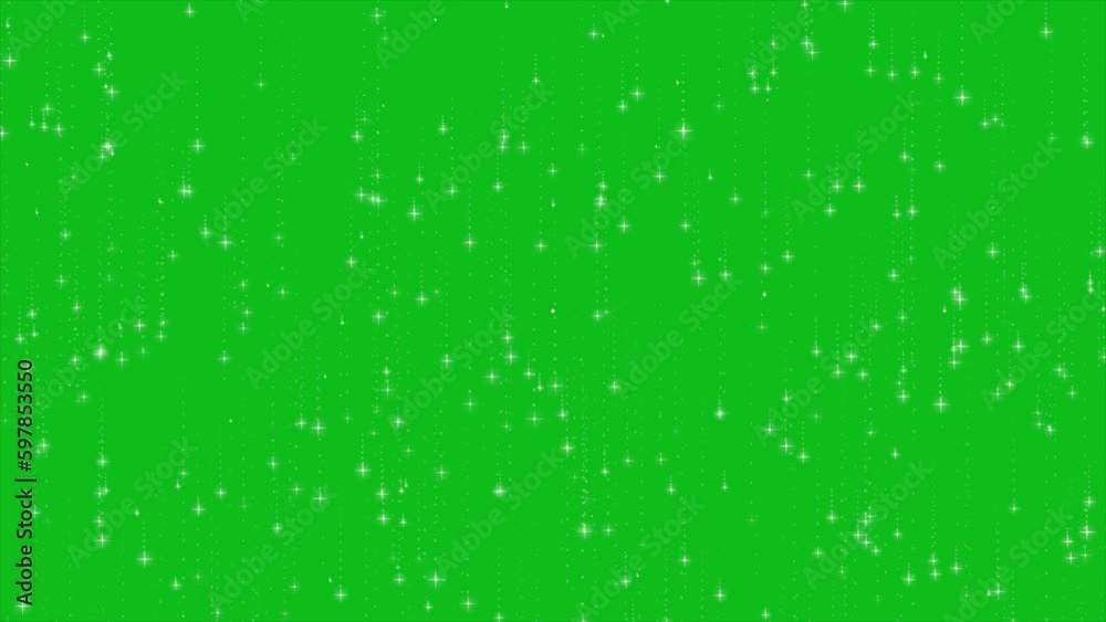 Stars Falling On Green Screen Background. Loop Animation Of Glowing ...