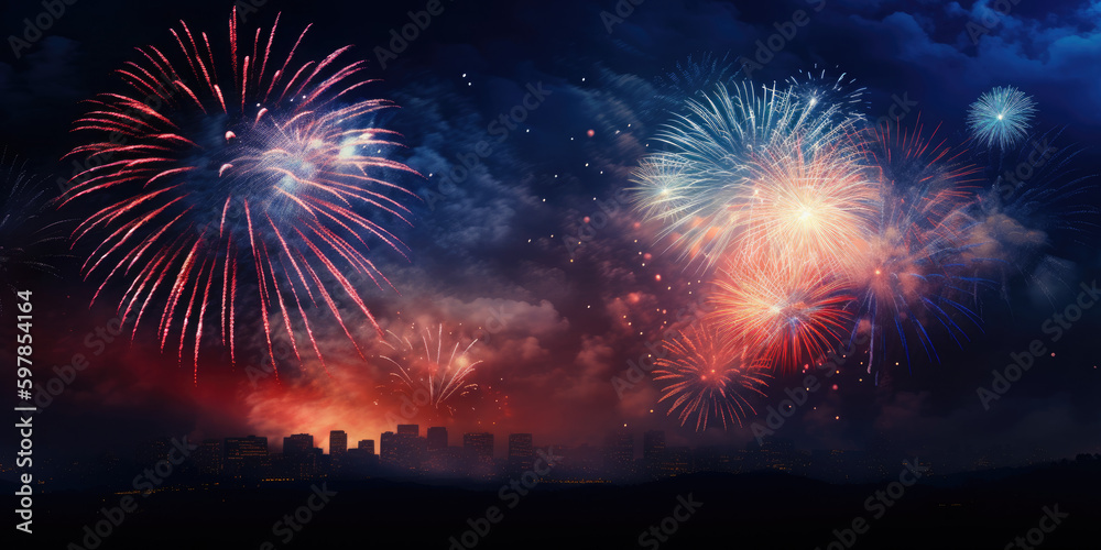 4th of July fireworks, generative ai Stock Illustration | Adobe Stock