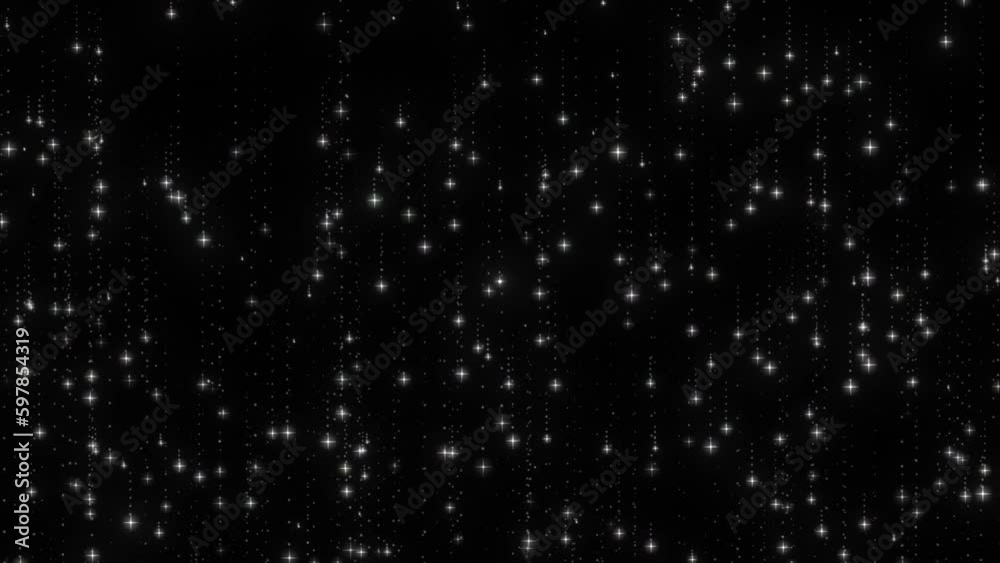 Stars Falling On Black Background. Loop Animation Of Glowing Stars ...
