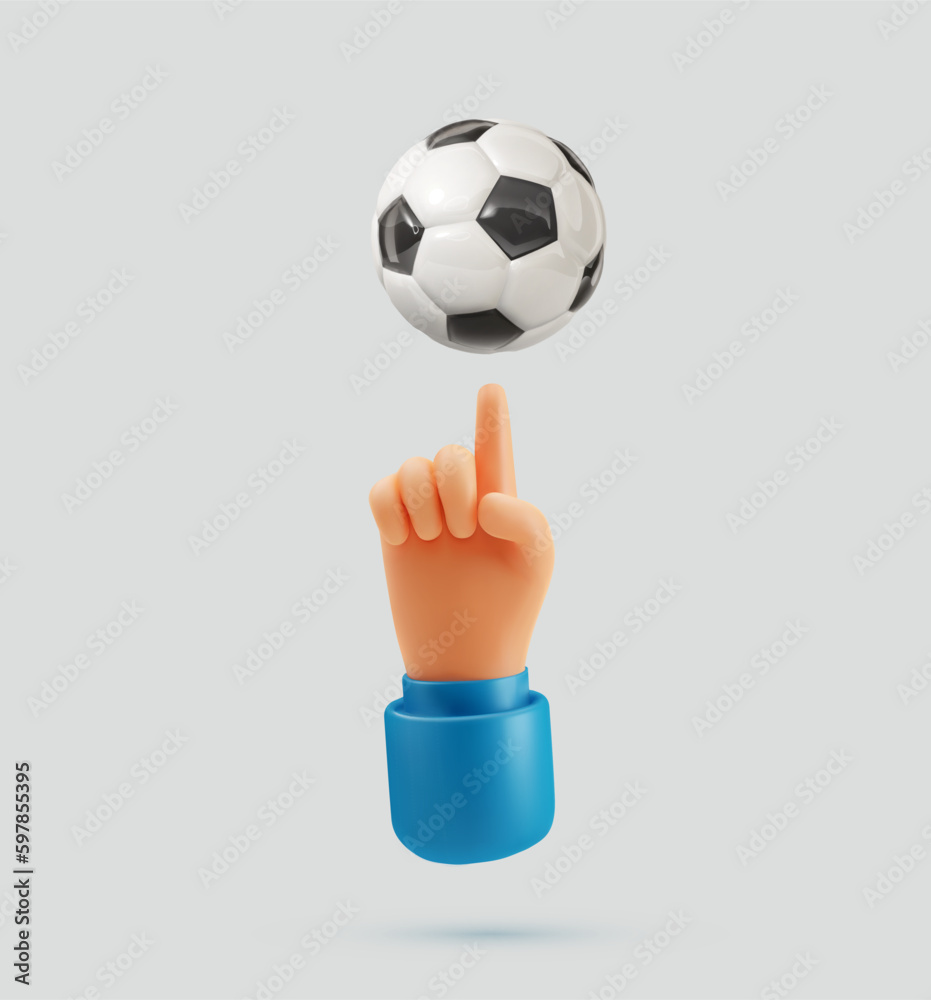 Human hand spinning soccer ball on the finger cartoon illustration ...