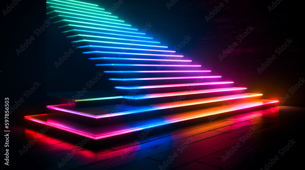 graphic neon spectral stairs. AI Generated ilustração do Stock | Adobe ...