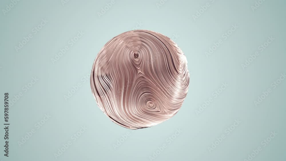 3D render of light golden sphere with dynamic curly fractal noise ...