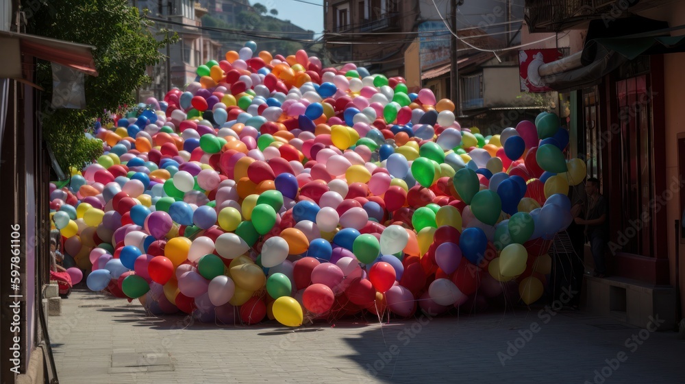 Interactive public art installation with bouncing balls. Generative AI ...