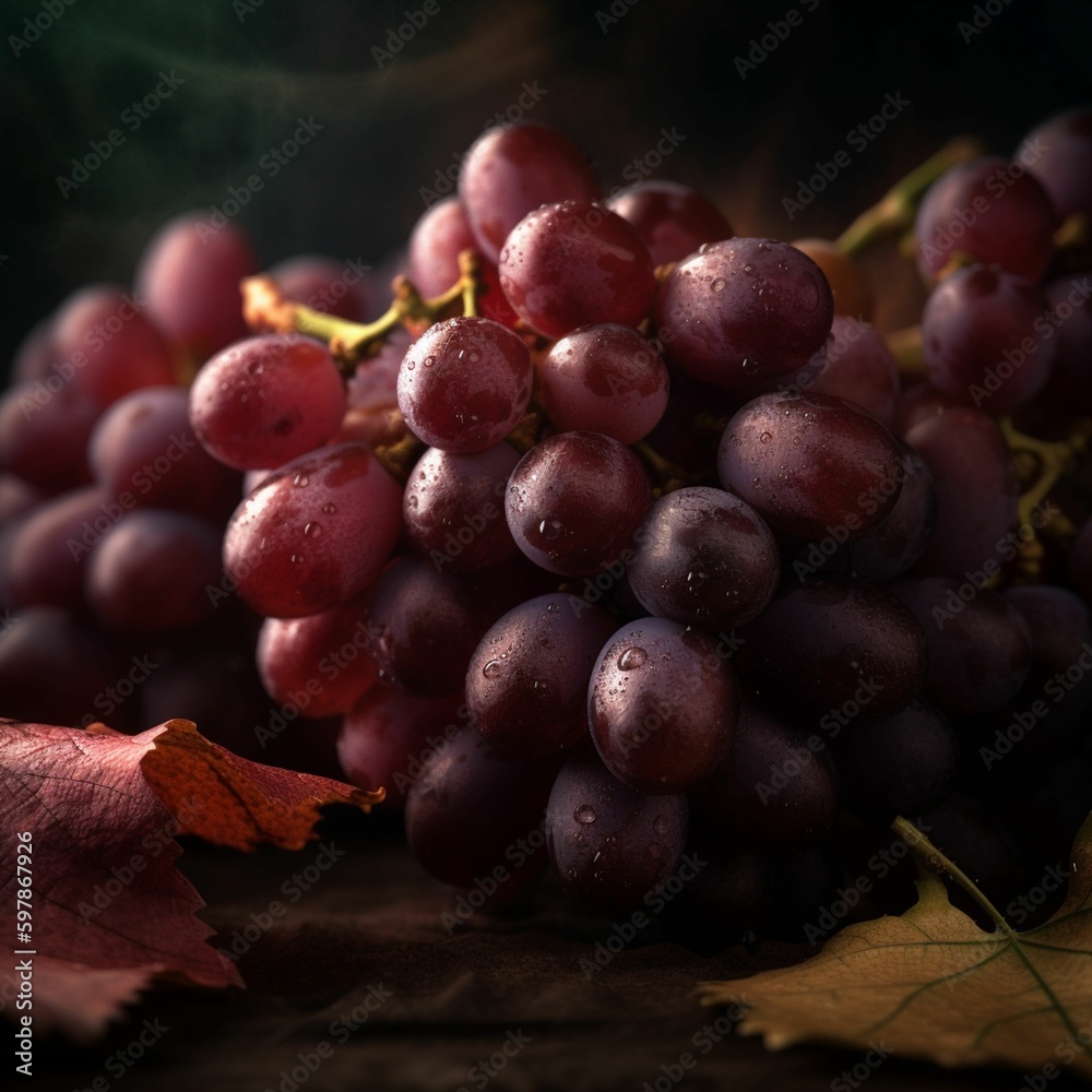 insanely Realistic, macro, red grapes, professional photography, award ...