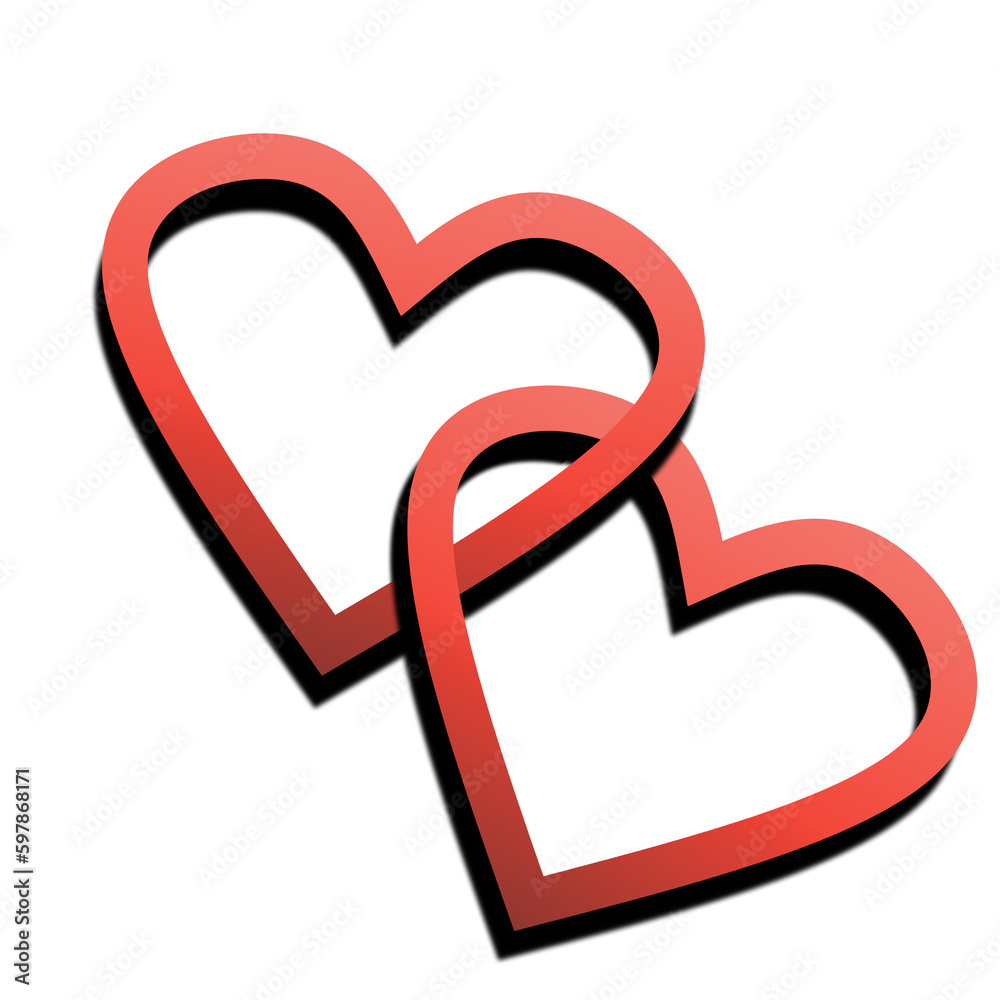 chain love icon, conected heart icon, simple design of two heart ...