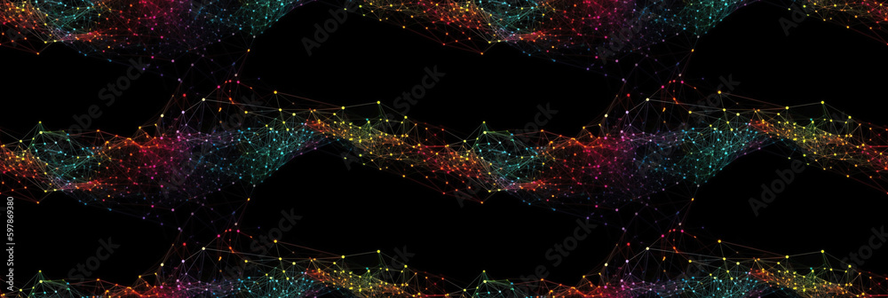Rainbow colored digital data background with social network connection ...