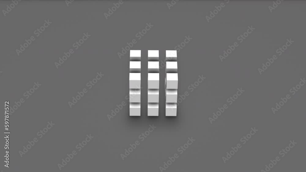 Abstract 3d Render Of Array Of Cube Shape With Random Rotating Effect In Isometric View