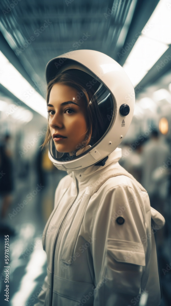 Young Beautiful , stunning astronaut, first of her kind, anticipates ...