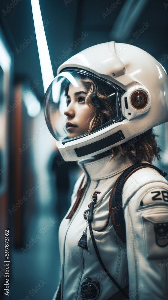 Young Beautiful , stunning astronaut, first of her kind, anticipates ...