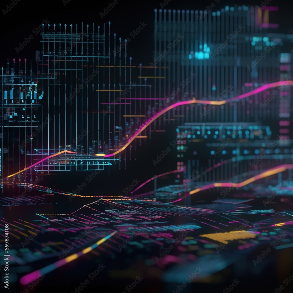 Genom sequencing visualization. Information visualization. Chart. Neon ...