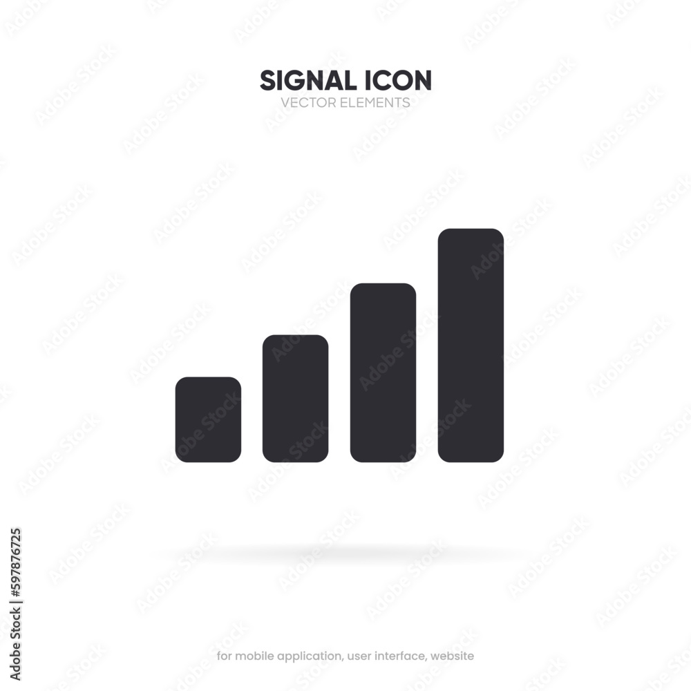 Mobile phone interface icon. Connection and signal bar symbol for ...
