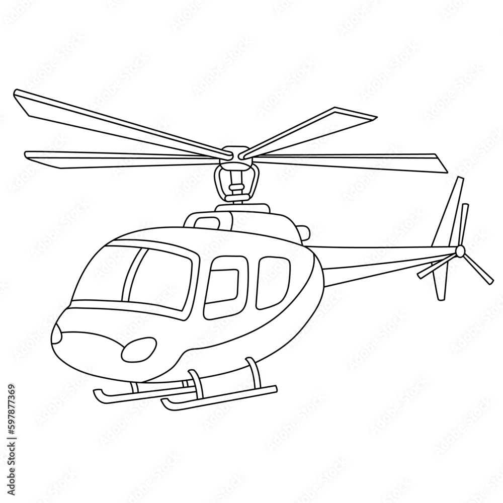 Cartoon helicopter coloring page. Military Helicopter outline ...