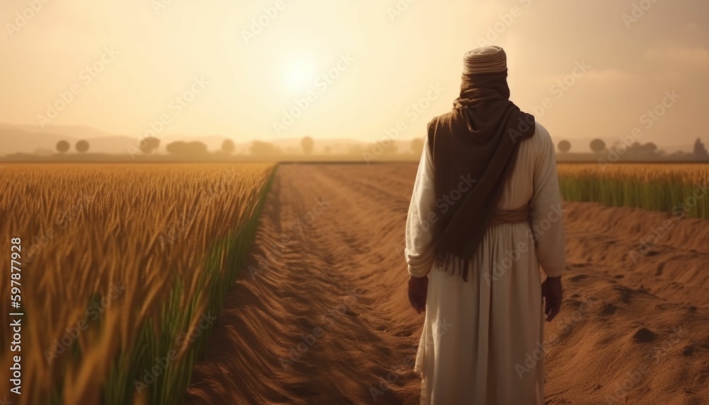 Stock-illustrationen realistic, the back of the prophet Joseph walk in ...