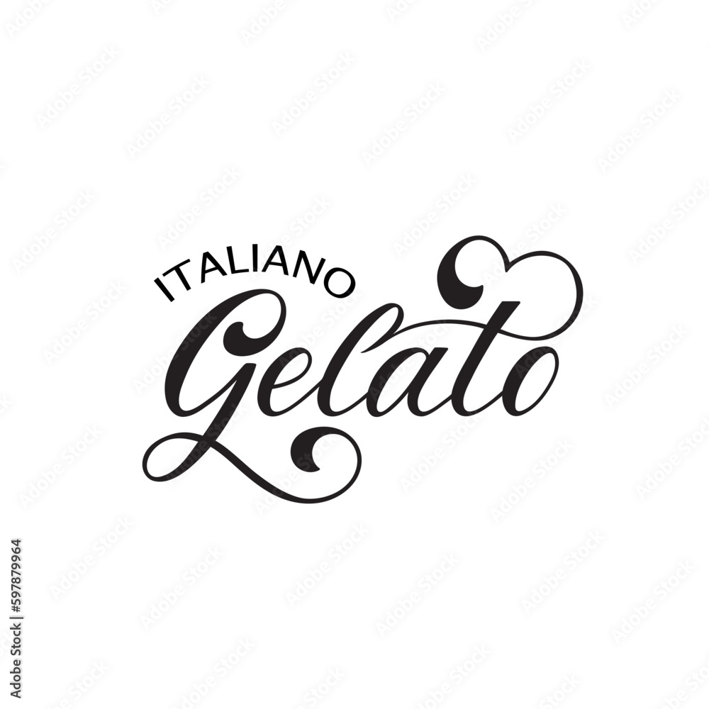 Gelato Italiano hand drawn text. Modern brush ink calligraphy, hand ...