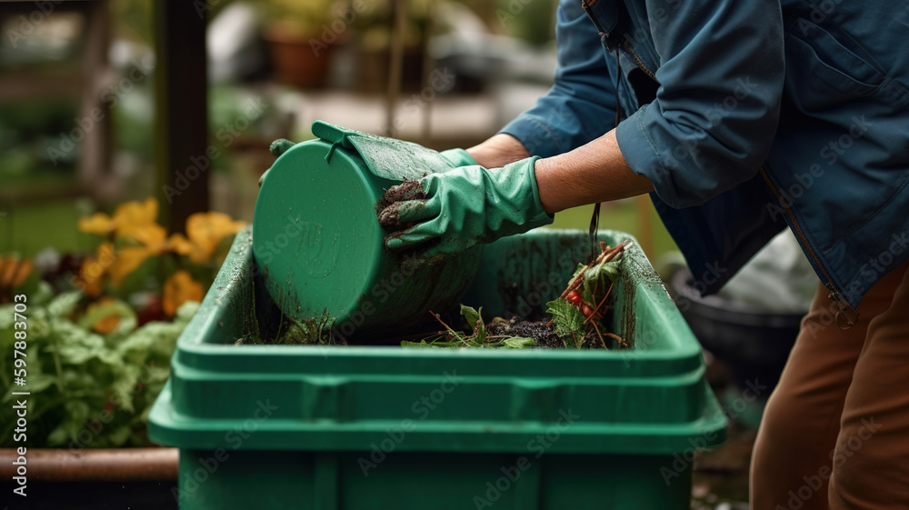Green Home Composting: Woman Enriching Soil with Organic Waste in ...