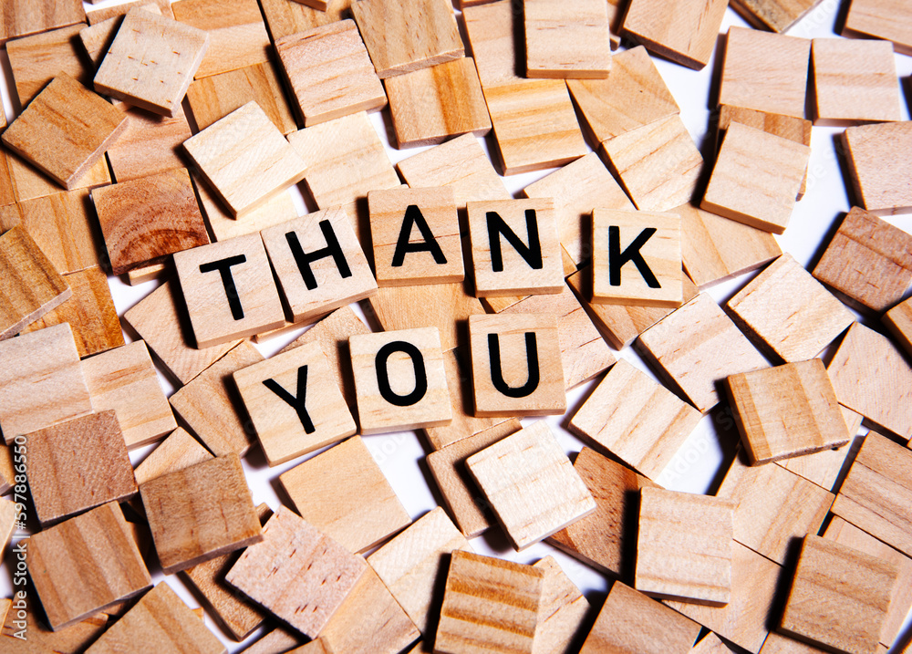 Thank you" wood letters are a decorative item that spell out the words ...