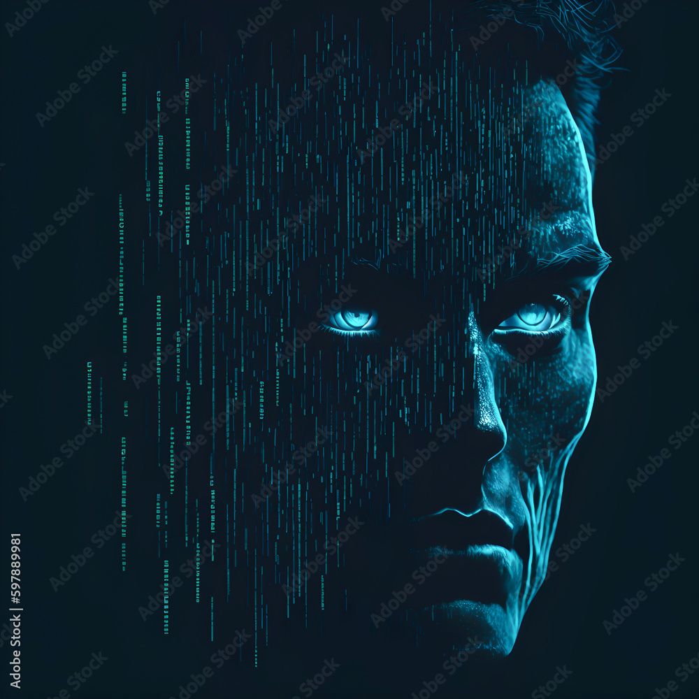 Hacker digital cod matrix face wallpaper background, cyber security ...