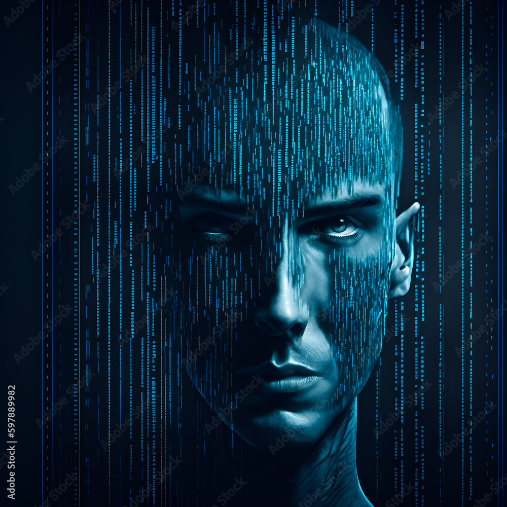 Hacker digital cod matrix face wallpaper background, cyber security ...