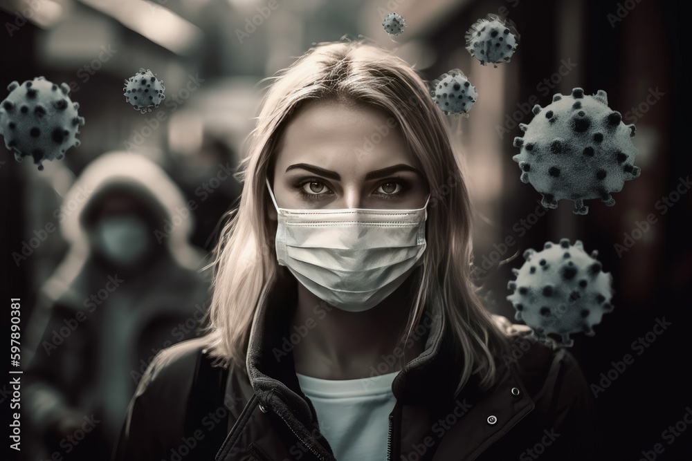 Virus flu disease. Epidemic pandemic infection. Sick people threat to ...