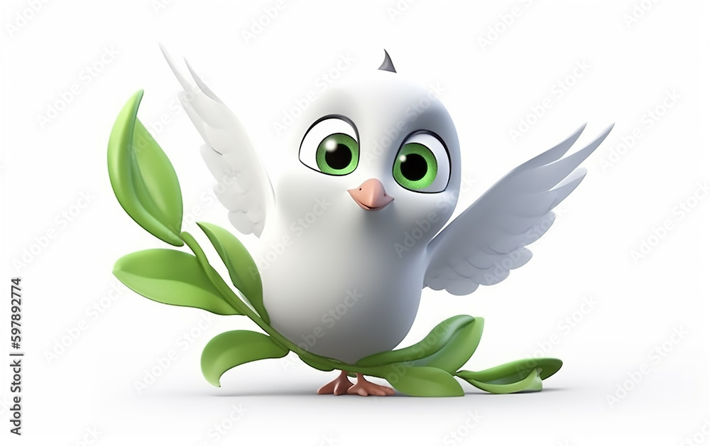 Dove of peace. Adorable dove perched on leaves, symbolizing peace and ...