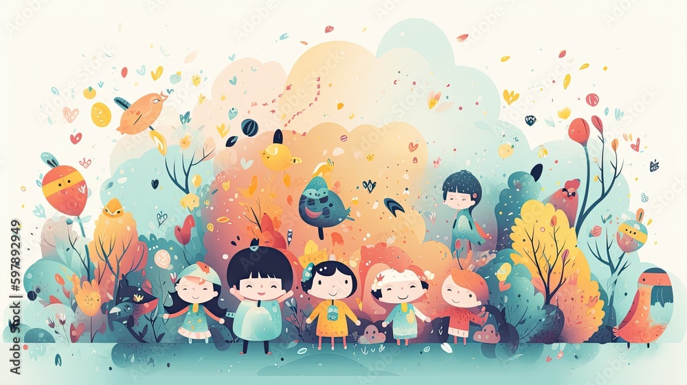 Kids wallpaper created with generative AI technology Stock Illustration ...