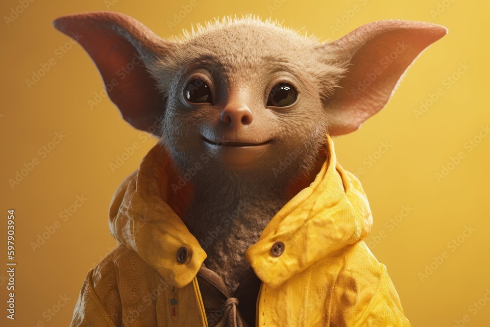 Anthropomorphic bat dressed in human clothing. humanized animal concept ...