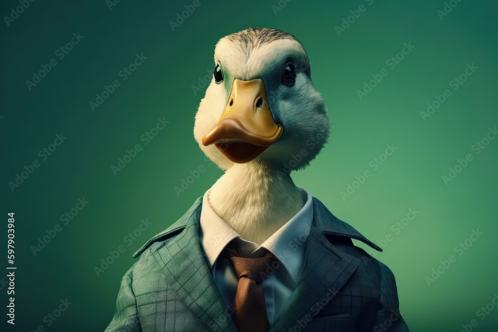 Anthropomorphic Duck in a suit like a businessman. Business Concept. AI ...