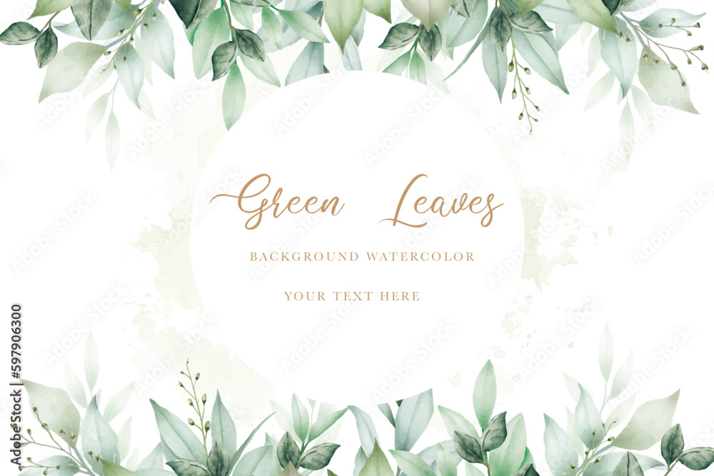 watercolor green leaves background Stock Vector | Adobe Stock