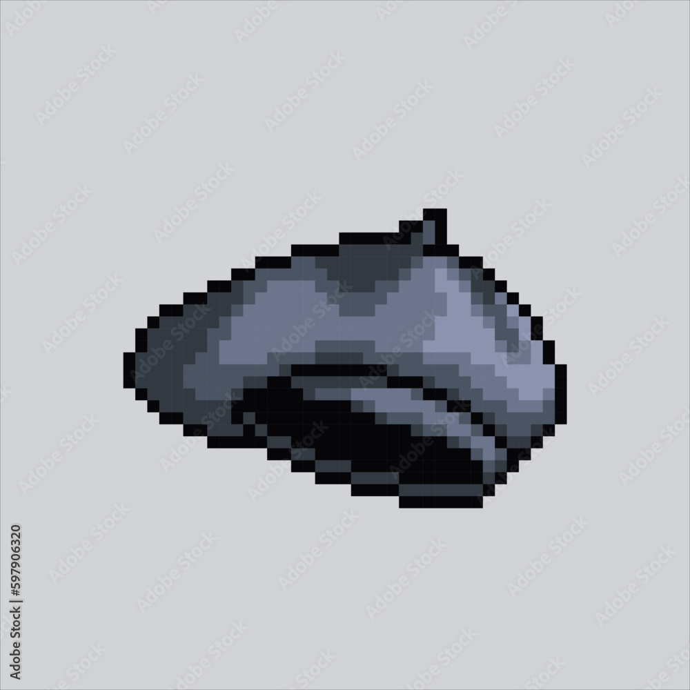 Mask pixel art artist hat.Grey Artist Hat pixelated design for logo ...