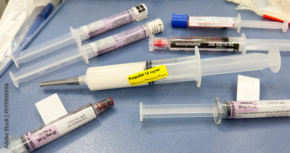 Hospital syringe drugs like anesthesia, propofol, and fentanyl have ...