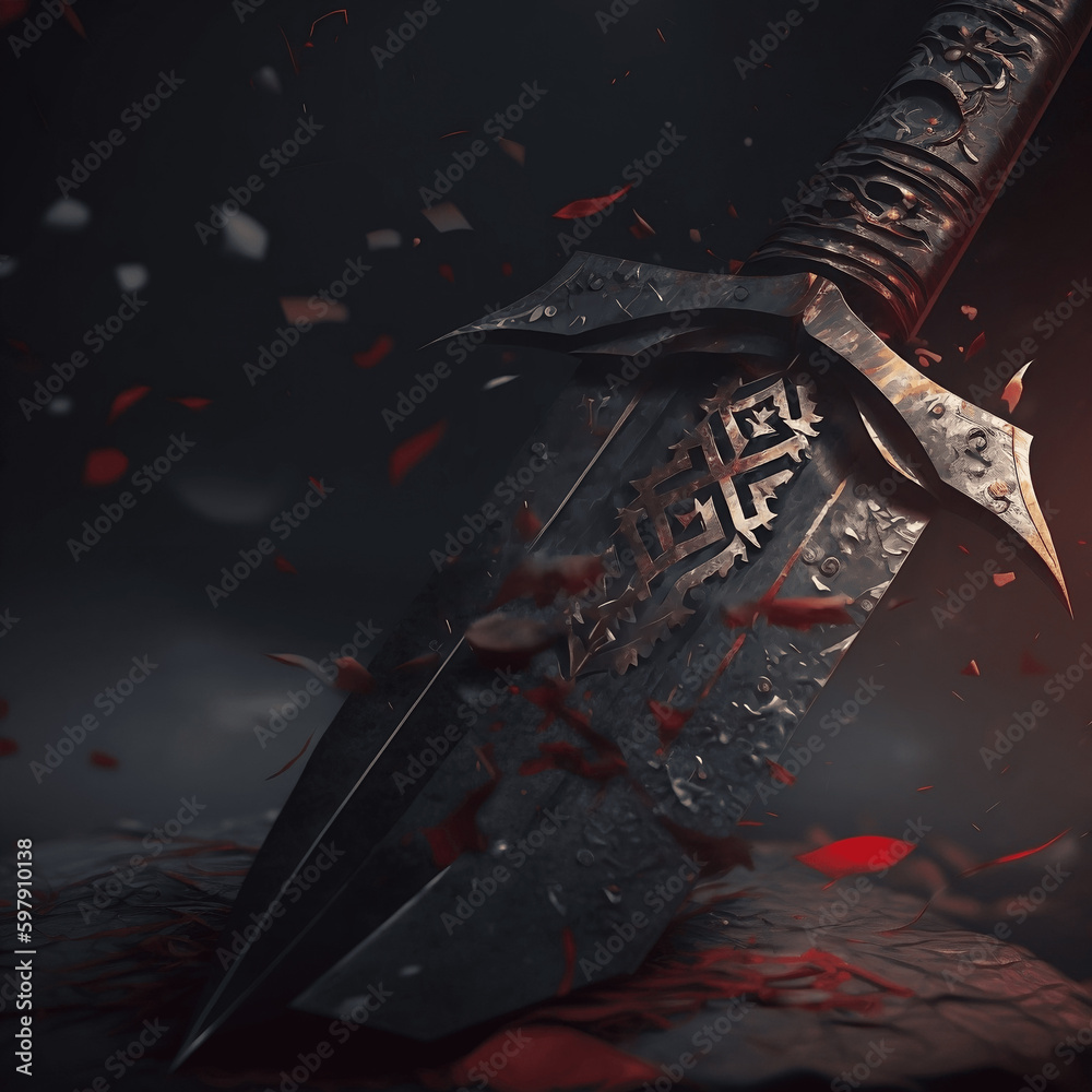 “Generative AI” Ancient Echoes: The Enigmatic Runic Blade Stock ...