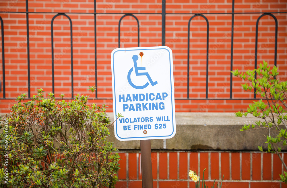 Foto de blue handicap sign is a universal symbol of accessibility and ...