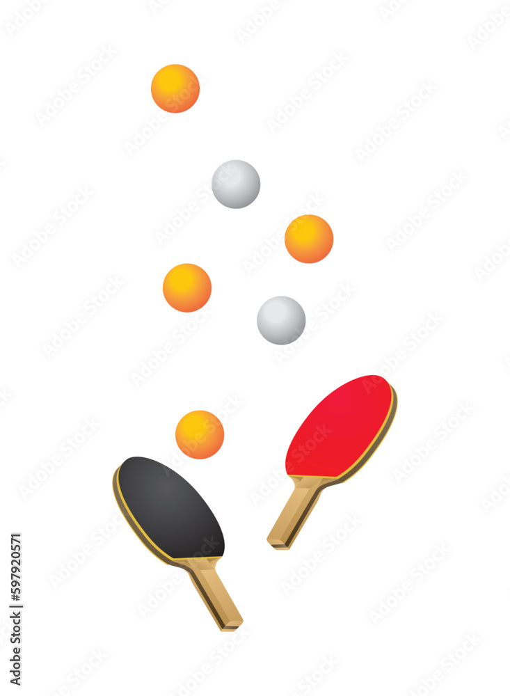 Table tenis or ping pong racket with falling balls vector design. Table ... Table tenis or ping pong racket with falling balls vector design. Table ...