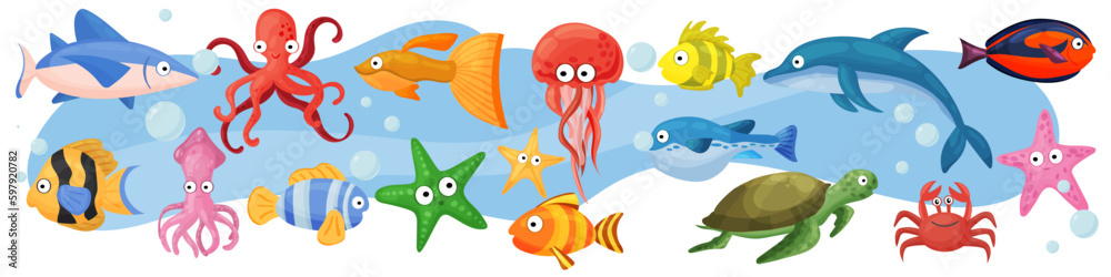 5 Different Types Of Aquatic Animals Clipart