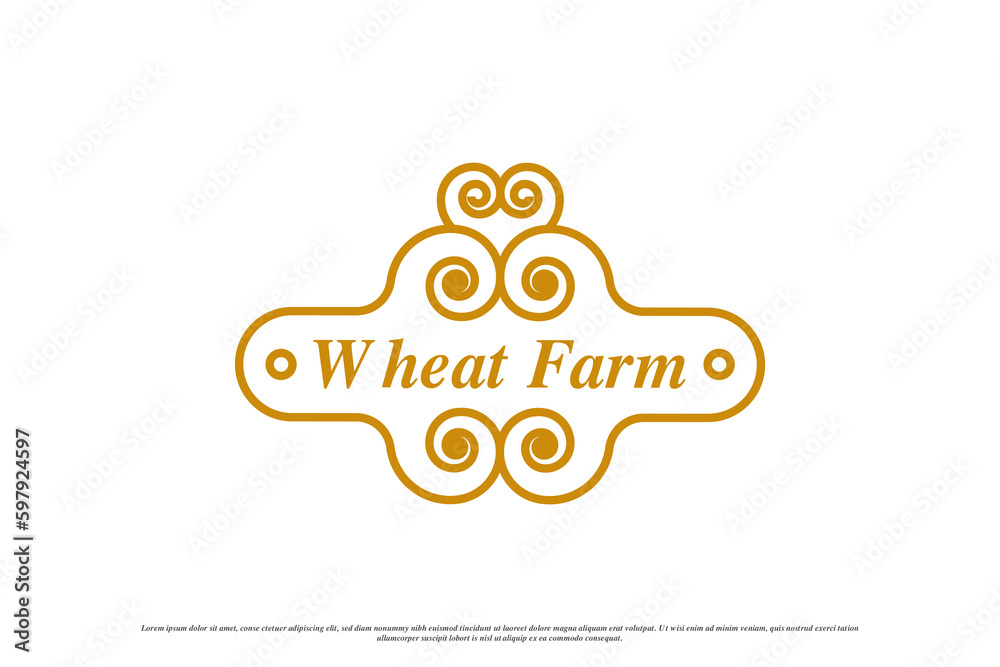 Wheat farm stamp logo design illustration. Wheat label emblem sticker ...