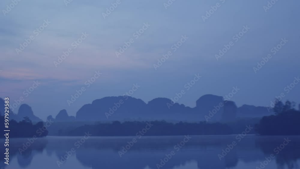 Vidéo Stock .Beautiful blue atmosphere in twilight at the swamp..Steam ...