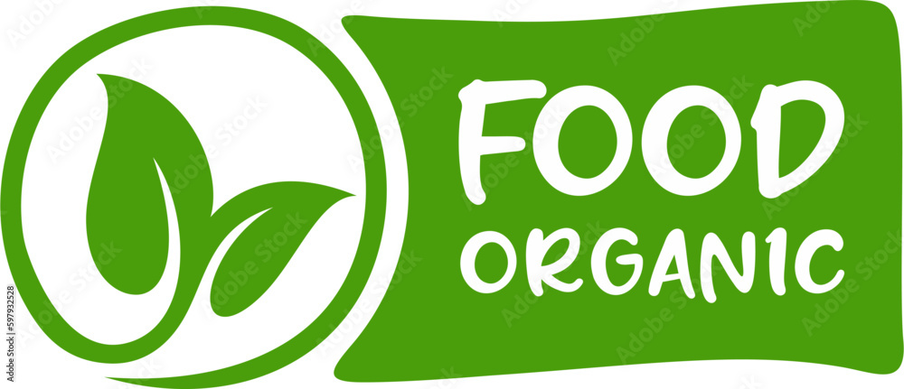 Organic food label vector. Organic food product label. Organic food ...