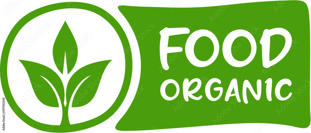 Organic food label vector. Organic food product label. Organic food ...
