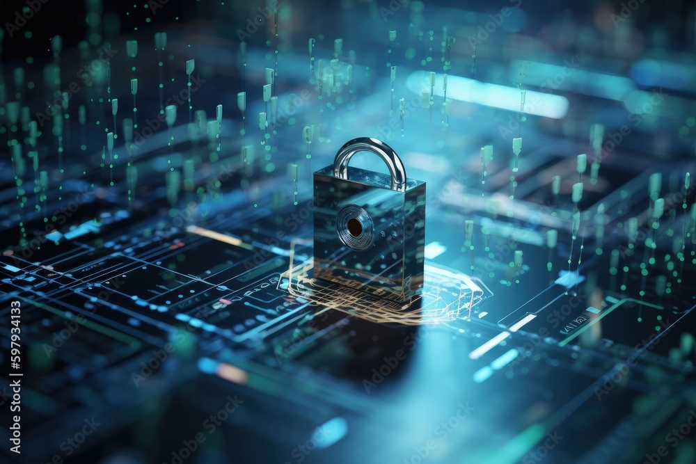 Cybersecurity Padlock, Digital Lock on Technology Network Data ...