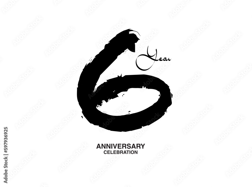6 Years Anniversary Celebration Vector Template, 6 number logo design ...