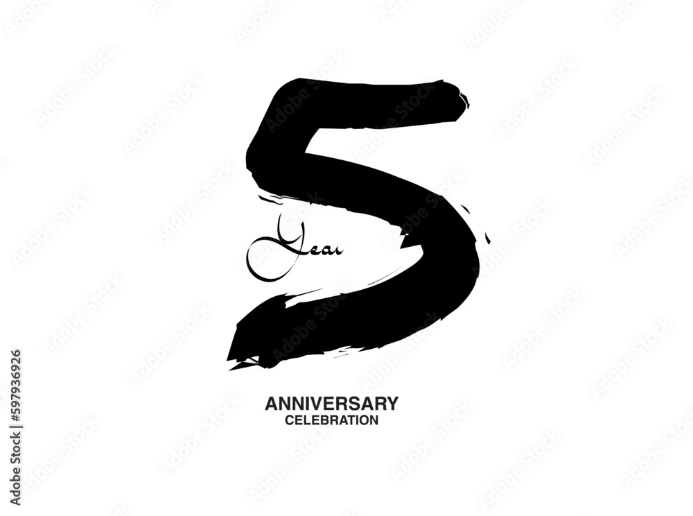 5 Years Anniversary Celebration Vector Template, 5 number logo design ...