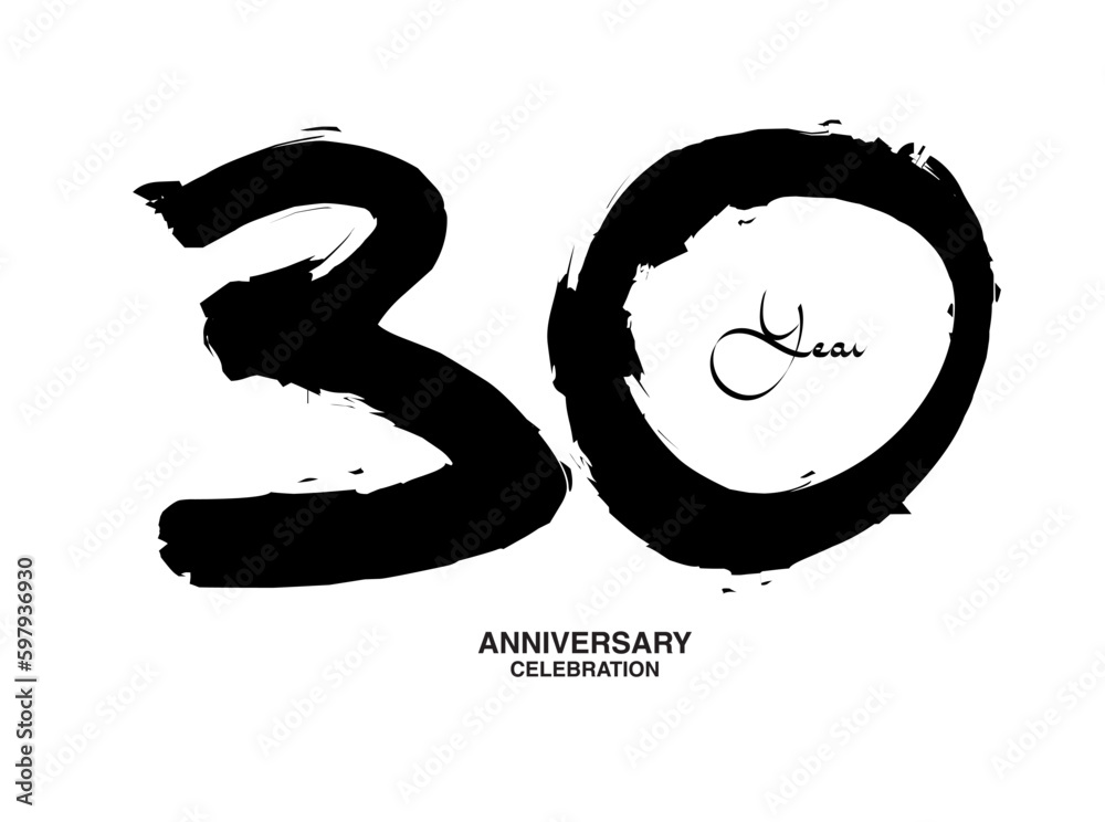 30 Years Anniversary Celebration Vector Template, 30 number logo design ...