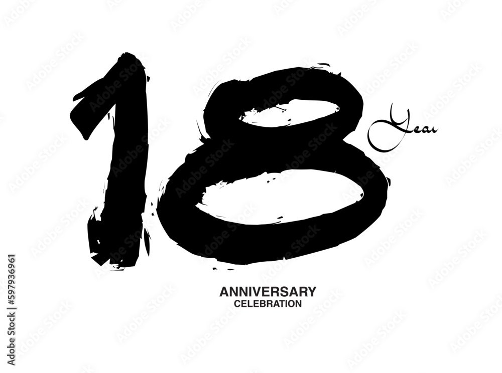 18 Years Anniversary Celebration Vector Template, 18 number logo design ...