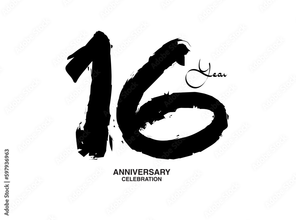 16 Years Anniversary Celebration Vector Template, 16 number logo design ...
