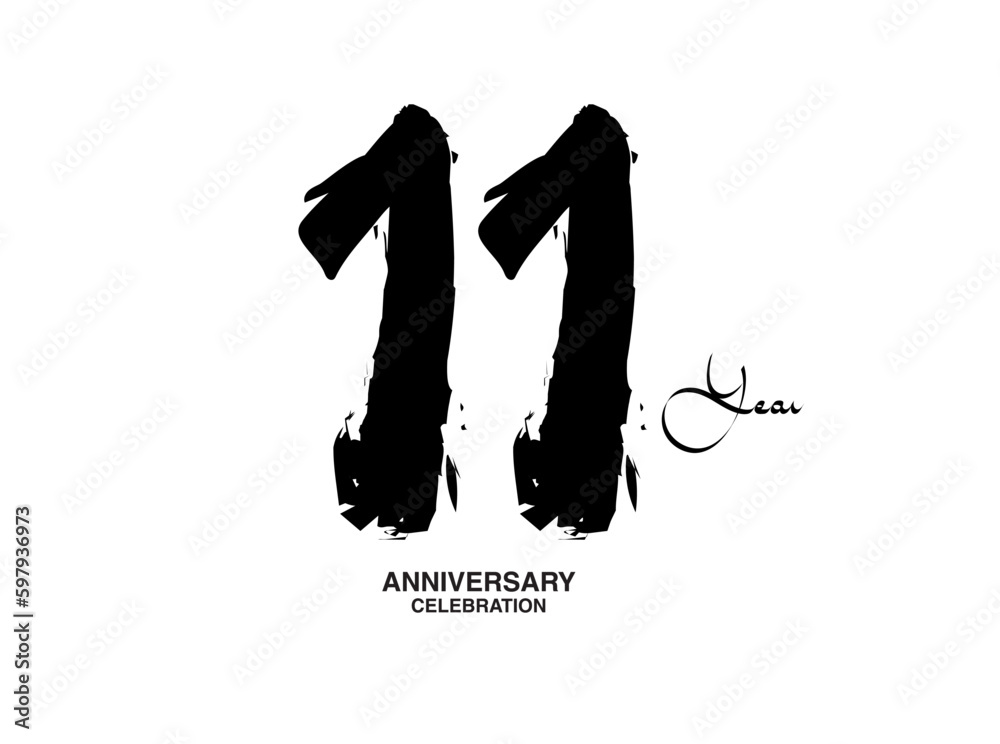 11 Years Anniversary Celebration Vector Template, 11 number logo design ...