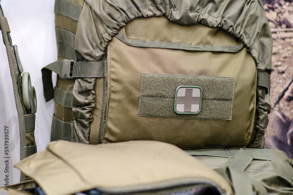 Bags for medical items and doctor's equipment. Army pouches and a ...