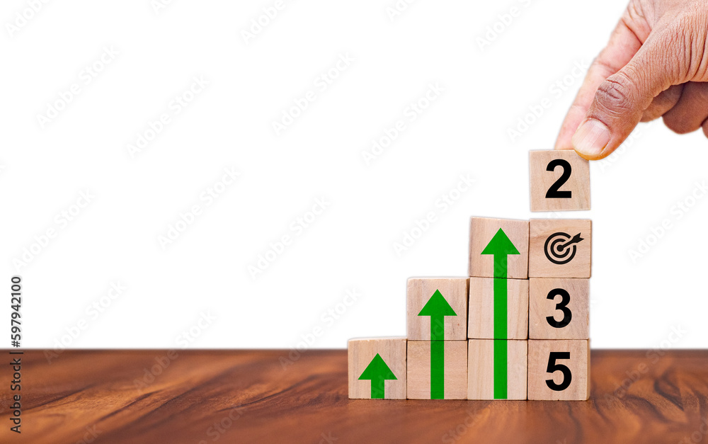 Business growth concept in 2035. Business goals and achievement ...